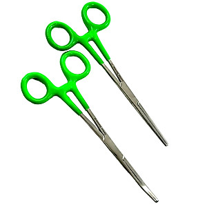 Premium German Stainless Ultimate Hemostat Forceps CLAMP Set, 2 Piece Straight + Curved (CYNAMED Brand) …