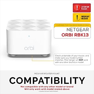 Adhesive Wall Mount for Netgear Orbi RBK13 Router, Strong VHB Adhesive, Easy to Install, Reduce Interference & Increase Range, Stick On & Screw-in Mounting by Brainwavz