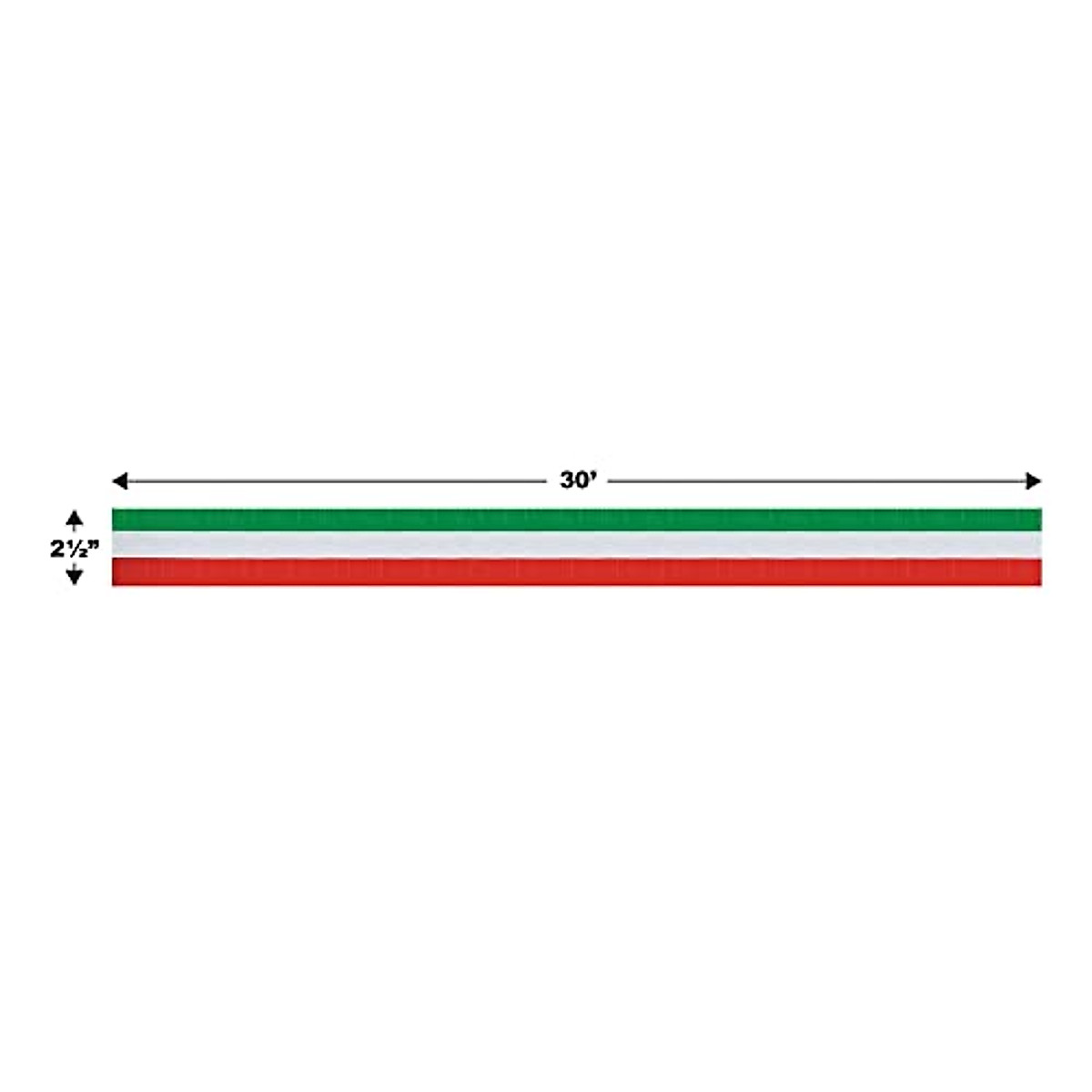 Beistle , 4 Piece Crepe Streamers, 2.5" x 30' (Red/White/Green)