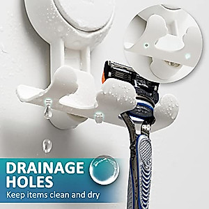 TAILI Shower Razor Holder Suction Cup 2 Pack, Vacuum Suction Razor Hanger for Shower Wall, Suction Door Hooks for Towel Loofah Sponge, Shower Razor Hooks for Bathroom Removable Waterproof, White