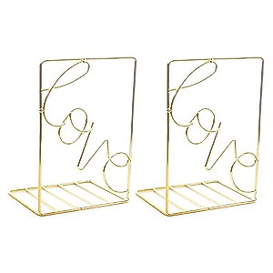 Wonzonewd File Sorters 2Pcs/Pair Creative Love Shaped Metal Bookends Desk Storage Holder Shelf Book Organizer Stand (Color : Gold)