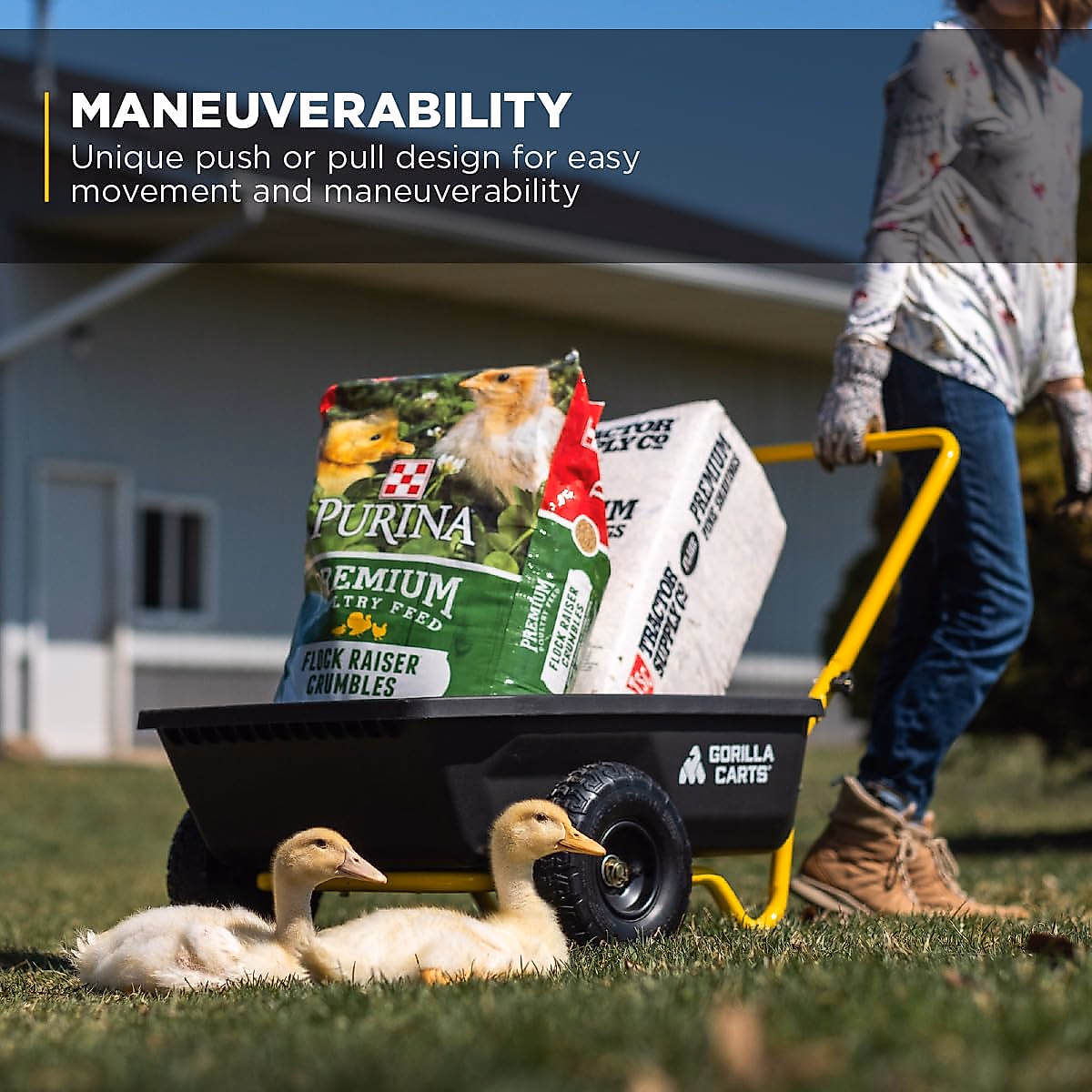 Gorilla Carts 4GCG-NF 4 Cu. Ft. Poly Garden Dump Cart with No-Flat Tires, Black (Amazon Exclusive)