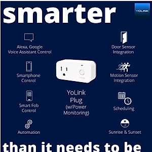 YoLink Smart Plug with Energy Monitoring, 1/4 Mile World's Longest Range Smart Home Mini Outlet Works with Alexa Google Assistant IFTTT Remote Control Home Appliances Anywhere, YoLink Hub Required