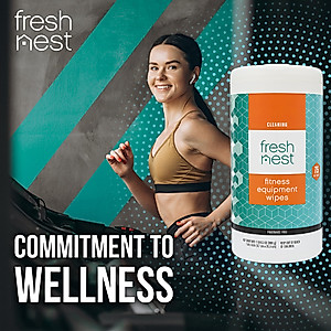 Fresh Nest Fitness Equipment Wipes - Cleaning Wipes for Yoga Mats, Pilates Studios, Gyms, Peloton & Cycle Bikes, Spas - Fragrance-Free Wipes Surface Cleaning for Home, Office, Gym 75-Count
