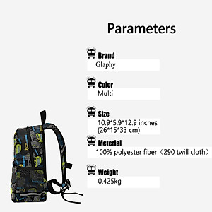 Glaphy Monster Truck Kids Toddler Backpack for Boys Girls, Children Bag Preschool Bookbag with Chest Strap for Daycare Kindergarten Travel