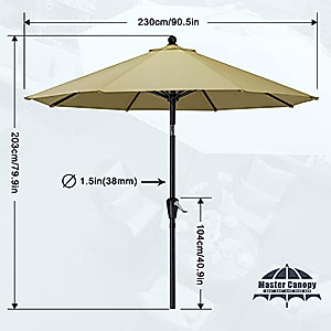 MASTERCANOPY Patio Umbrella for Outdoor Market Table -8 Ribs (7.5ft,Khaki)