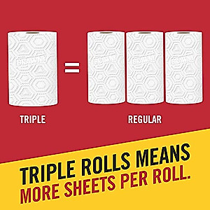 Brawny Flex Paper Towels, 12 Triple Rolls = 36 Regular Rolls, Tear-A-Square, 3 Sheet Size Options, Quarter Size Sheets, 12 Count (Pack of 1)