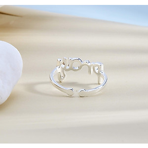 Helen de Lete Fashion English Letter Pray Sterling Silver Open Ring