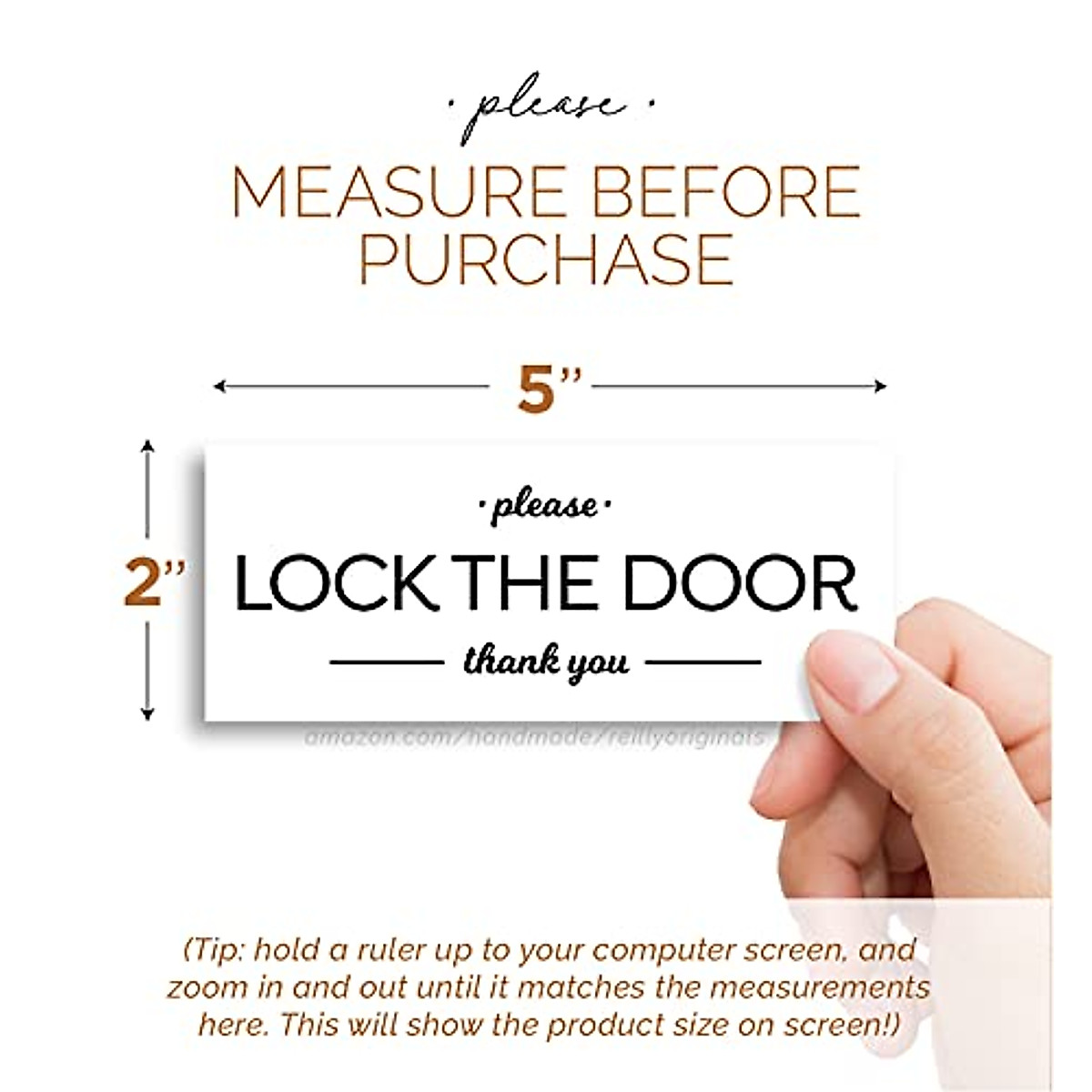 Reilly Originals 2x5 Inch Please Lock Door Sign ~ Ready to Stick ~ Premium, Durable