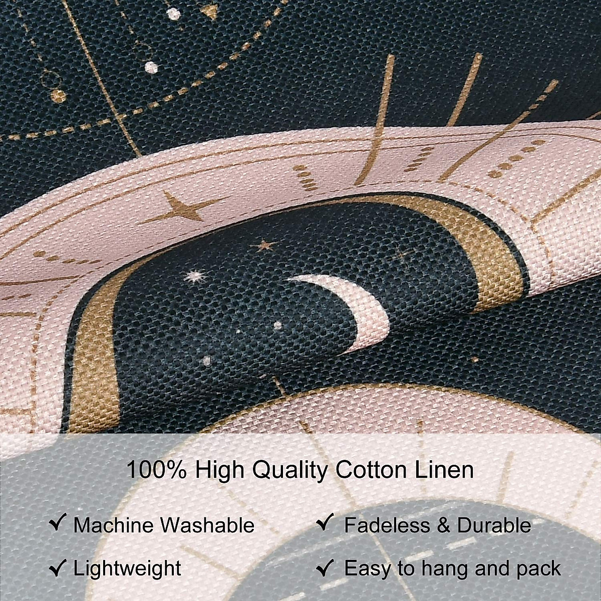 Lyacmy Moon Phase Tapestry Moon Tapestry Wall Hanging Art Bohemian Tapestries Black Tapestry for Room (Black, 12.8 x 51.2 inches)