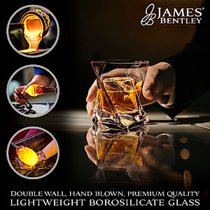 STAR Whiskey Glasses Heavy Tumbler – Elevate your Drinking Experience Whiskey Set of 2 Hand Blown, Cystal, Bourbon Glass (7oz) w/ Matching Ice Mold Glassware sets gifts for Men, Rock Glasses