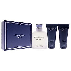 Dolce & Gabbana Light Blue Men 3 Pc Gift Set 4.2oz EDT Spray, 1.6oz After Shave Balm, 1.6oz Shower Gel,P-D7-040-20-HTG-anniek