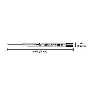 SCHMIDT 9000 Easy Flow Hybrid Ballpoint Refill Medium, Black, 2 Pack Blister (SC58143)