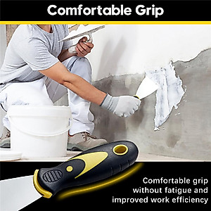 4 Pcs Putty Knife Set with Gloves, 1“ 2” 3“ 5” Stainless Steel Paint Scraper, High Quality Putty Knife, Spackle Knife, Suitable for Removing Wallpaper, Tape, Applying Putty Scraper Tool