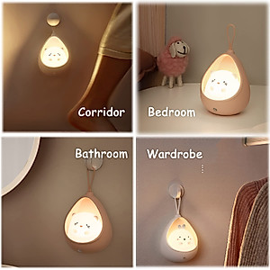 TriPro Cute Kitty Motion Sensor Night Light Wall Lamp,Rechargable,Bedroom Decoration for Kids Baby Toddler Teen Gift (Pink)