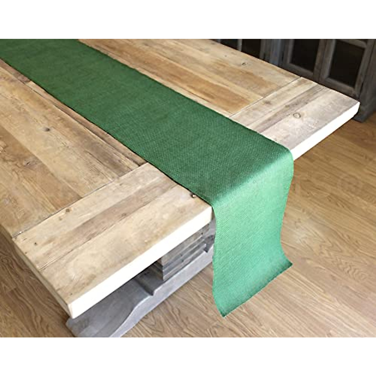 CleverDelights 12" Green Burlap Roll - Finished Edges - 5 Yards - Jute Burlap Fabric