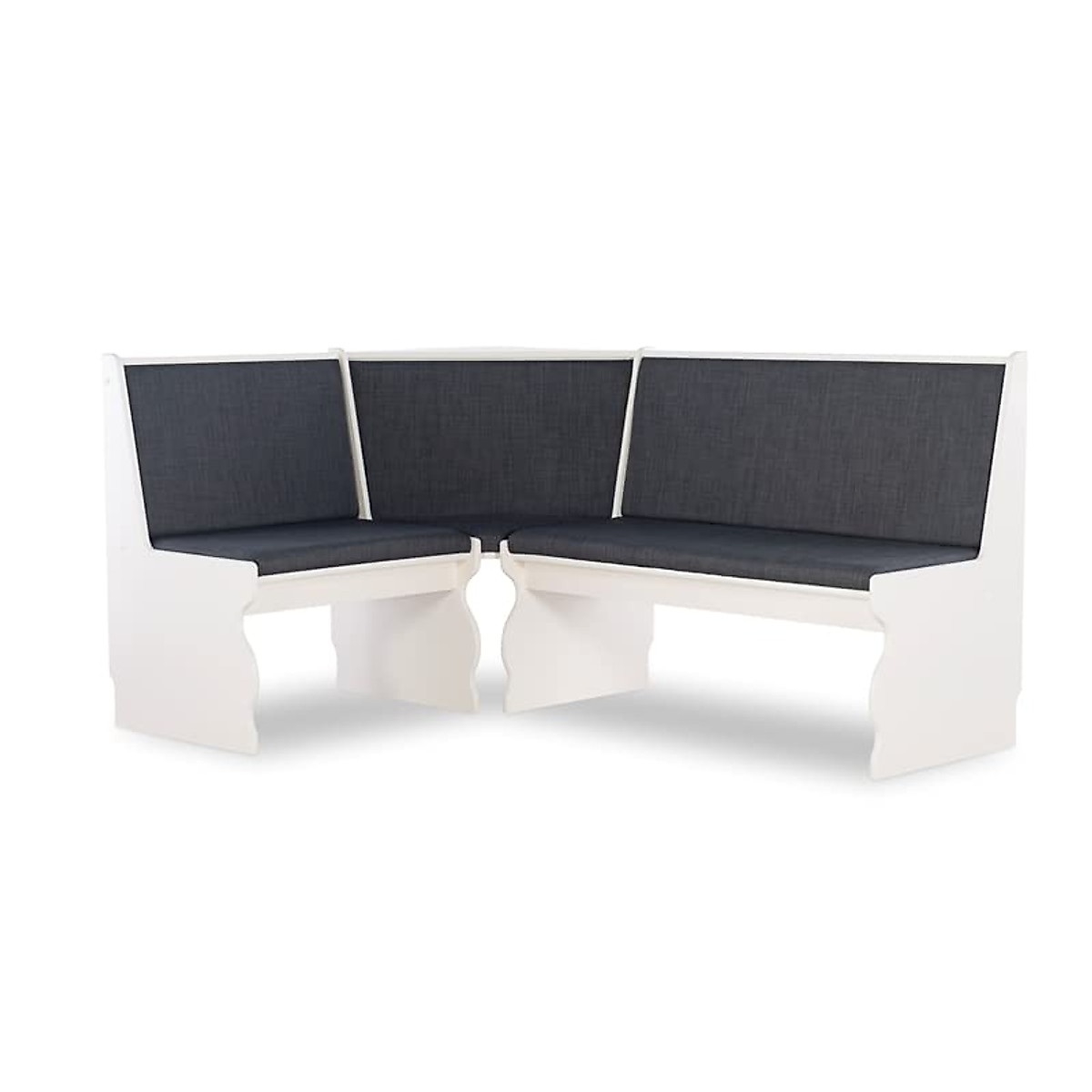 Linon Natasha 5 Piece Wood Patio Conversation Indoor Kitchen Breakfast Table Booth Bench Corner Nook Dining Set in Charcoal Gray