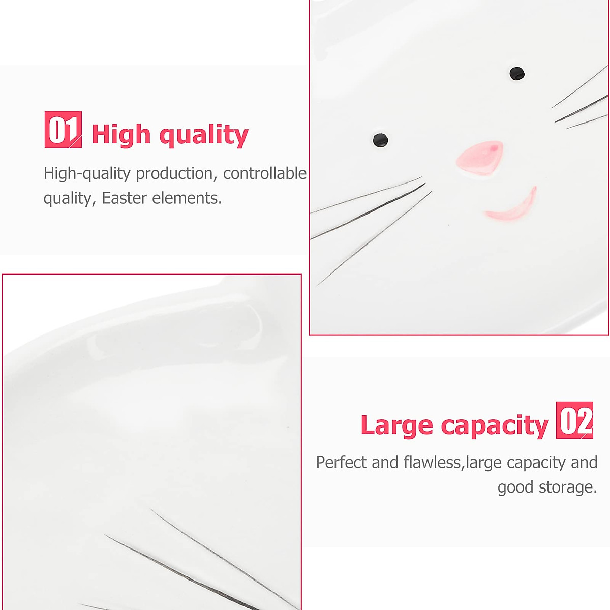 Yardwe Ceramic Plate Easter Bunny Rabbit Dessert Plate Porcelain Food Serving Platter Dish Tray Plate Ceramic Tableware for Home Kitchen Restaurant