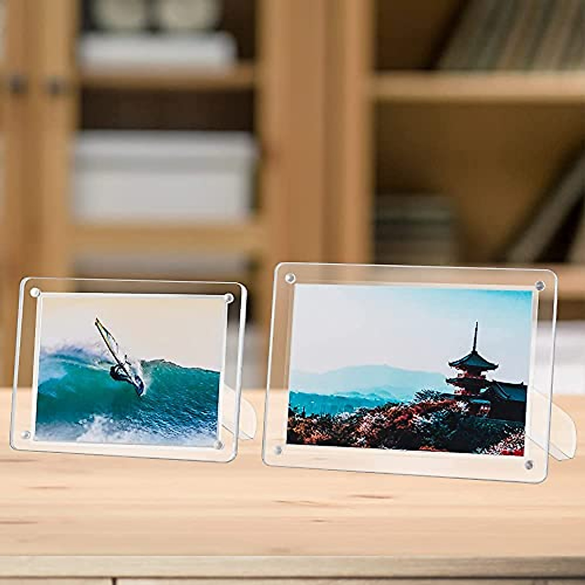 ECOSEAO 4x6 Minimalist Picture Frame Acrylic Glass Photo Frame with Magnetic Desktop Display Horizontally or Vertically
