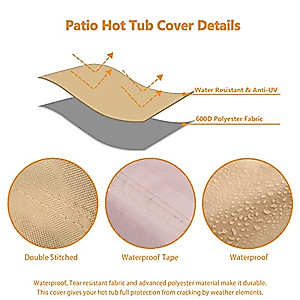 Himal Square Hot Tub Cover - Heavy Duty 600D Polyester Waterproof,UV Protection SPA Cover for Hot Tub(85 x 85 inch,Beige)