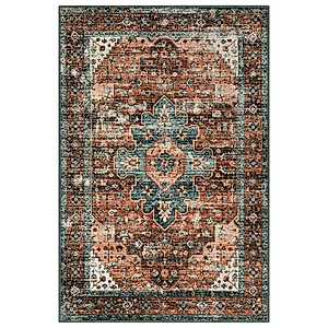 Moynesa 9x12 Ultra-Thin Vintage Medallion Area Rug for Living Room, Bedroom, Dining Room, Office, Entryway, Dorm
