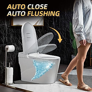 WOODBRIDGE Smart Bidet Toilet,Auto Open & Close,Foot Sensor Operation,Auto Flush,Heated Seat,Tankless One Piece Elongated Toilet,T-0099