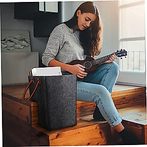 Hibycknl Stair Basket with Handles Black Felt Staircase Baskets Stair Storage Organizer for Wooden Stairs Storage Bins