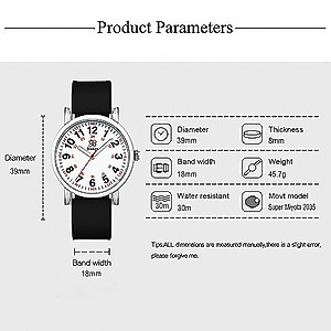 Blekon Original Nurse Watch - Medical Scrub Colors, Easy Read Dial, Second Hand, Water Resistant Watch (Black)