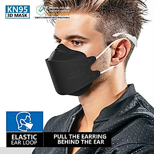 KIMARS KN95 Face Masks 50 Pack, Breathable Comfortable and Disposable KN95 Mask, Black