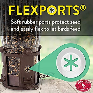 Perky-Pet 334-1SR Squirrel-Be-Gone Max Large Wild Bird Feeder with Flexports, Squirrel Proof Bird Feeder with Weight-Activated Perches - 4LB Seed Capacity
