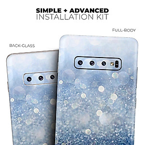 DesignSkinz Blue Unfocused Silver Sparkle Protective Vinyl Decal Wrap Skin Cover Compatible with The Samsung Galaxy S20 (Screen Trim & Back Glass Skin)