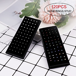 FIBO STEEL 200 Pcs Nose Ring Studs Set For Women Men 316L Stainless Steel Hoops L Shaped Screw Bone Piercing Jewelry 20G 22G 1.5mm 2mm 2.5mm