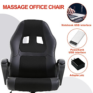 PC Gaming Chair, Ergonomic Office Chair, Gaming Chair on Wheels,Task Rolling Swivel Computer Chair with Lumbar Support Headrest,PU Leather Executive High Back Computer Chair for Adults, Black