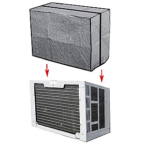 Dependable Industries Vinyl Outside Window Unit AC Air Conditioner Cover with Straps Keep Dirt and Dust Out in The Off Season (Silver - 25.5" x 17" x 20.5")