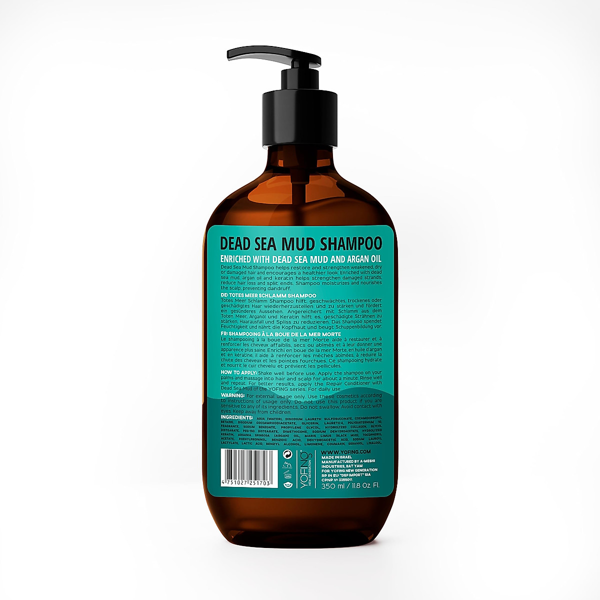 YOFING NEW GENERATION Dead Sea Mud Shampoo - Anti Hair Loss & Anti Dandruff, Promotes Growth & Strengthening Hair