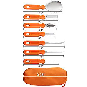 WmcyWell Pumpkin Carving Kit Tools Halloween Pumpkin Decorating Kit Stainless Steel Sculpting Knife for Halloween Decoration Jack-O-Lanterns Gift for Halloween Orange 7pcs
