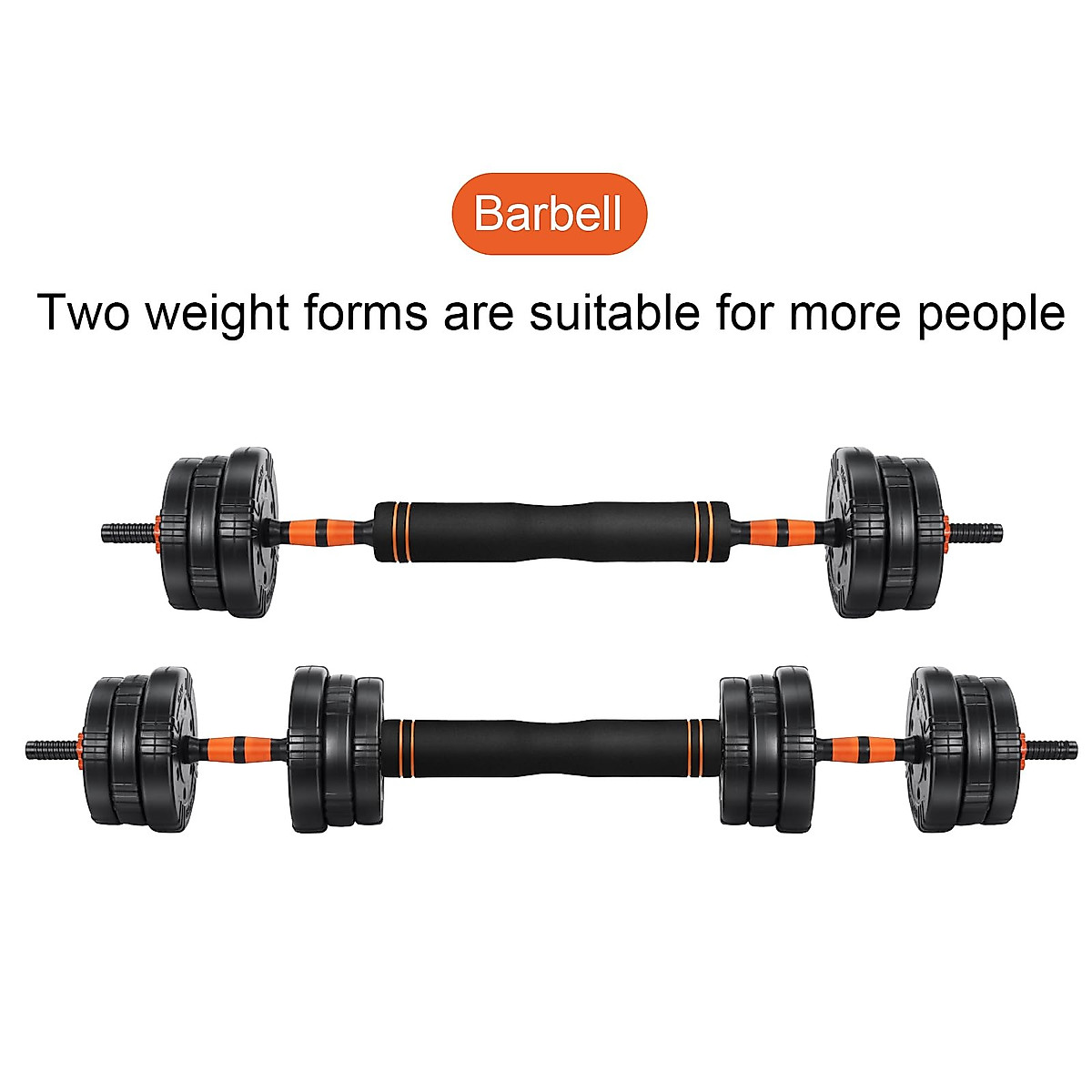 EDOSTORY 44LB Adjustable Dumbbell Set, Free Weights Dumbbells for Home Gym, 4 in 1 Set, Barbell, Dumbbells, Kettlebell and Push-ups, Non-slip Handles, Fitness Exercise Equipmen for Men Women