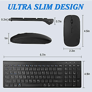 Rechargeable Wireless Keyboard Mouse, UrbanX Slim Thin Low Profile Keyboard and Mouse Combo with Numeric Keypad Silent Keys for Microsoft Surface Duo 2 - Black
