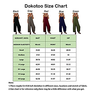 Dokotoo Women's Loose Plus Size Black Jumpsuits for Women Adjustable Spaghetti Strap Stretchy Wide Leg Solid One Piece Sleeveless Long Pant Romper Jumpsuit with Pockets 2XLarge