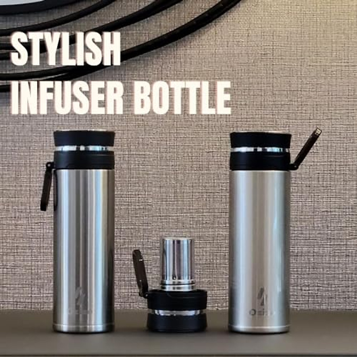 Tea Thermos with Infuser, 18 oz Stainless Steel Double Wall Insulated Ozizo Flask with Leakproof Lid