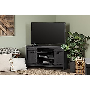 South Shore Exhibit Corner TV Stand with Sliding Doors for TVs up to 42", Gray Oak
