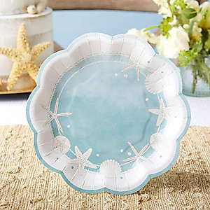Kate Aspen Beach Party 7 in. Decorative Premium Paper Plates (350 GSM weight -Set of 16) - Perfect for Bridal Showers and Weddings