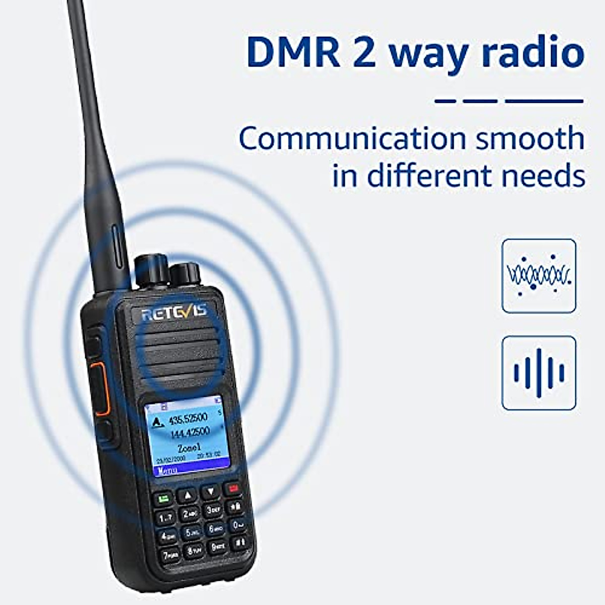 Retevis RT3S Dual Band DMR Radio, Digital Analog 2 Way Radio with GPS APRS, 3000Ch 10000 Contacts 2000mAh, Long Range Handheld Walkie Talkie for Traveling Hiking (Black 1 Pack)