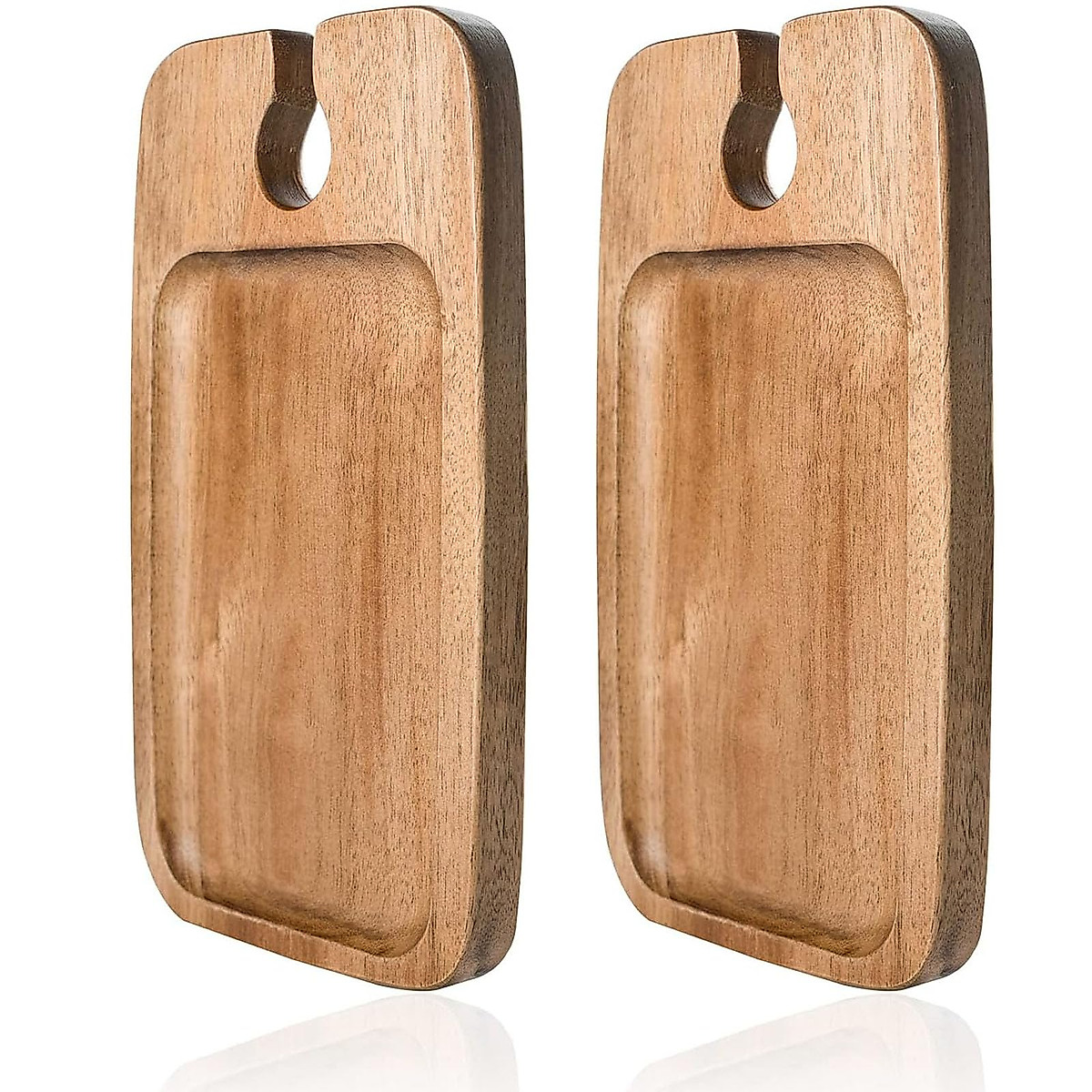 Wine Appetizer Serving Board, James.F Picnic Plate Set of 2, Acacia Wooden Serving Tray with Wine Holder, Mini Charcuterie Cheese Serving Boards Sets for Parties
