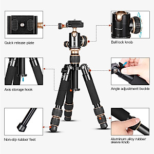 Koolehaoda Portable Tabletop Mini Tripod,8-20inch Height Adjustable Compact Desktop Macro Mini Tripod with Carrying Bag,Weight only 1.5lbs / 0.68kg