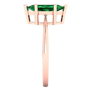Clara Pucci 1.50 ct Marquise Cut Solitaire Simulated Emerald Engagement Wedding Bridal Promise Anniversary Ring 18K Rose Gold Size 10.5