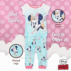 Disney Girls' Minnie Mouse 2-Piece Snug-Fit Cotton Pajamas Set, MERMAID MINNIE, 18M