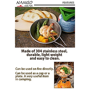 NANGOGEAR Camping Sierra Cup 310ml 2pcs Set Food Grade Stainless Steel Dishwasher Safe (21110)