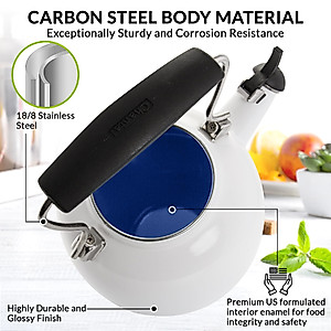 Chantal 1.8 QT Kettle, Oolong Series, Premium Enamel on Carbon Steel, Whistling, Even Heating & Quick Boil (Canary Yellow)