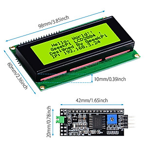 GeeekPi IIC I2C TWI Serial LCD 2004 20x4 Display Module with I2C Interface Adapter Yellow Backlight for Raspberry Pi Arduino STM32 DIY Maker Project BPI Tinker Board Electrical IoT Internet of Things